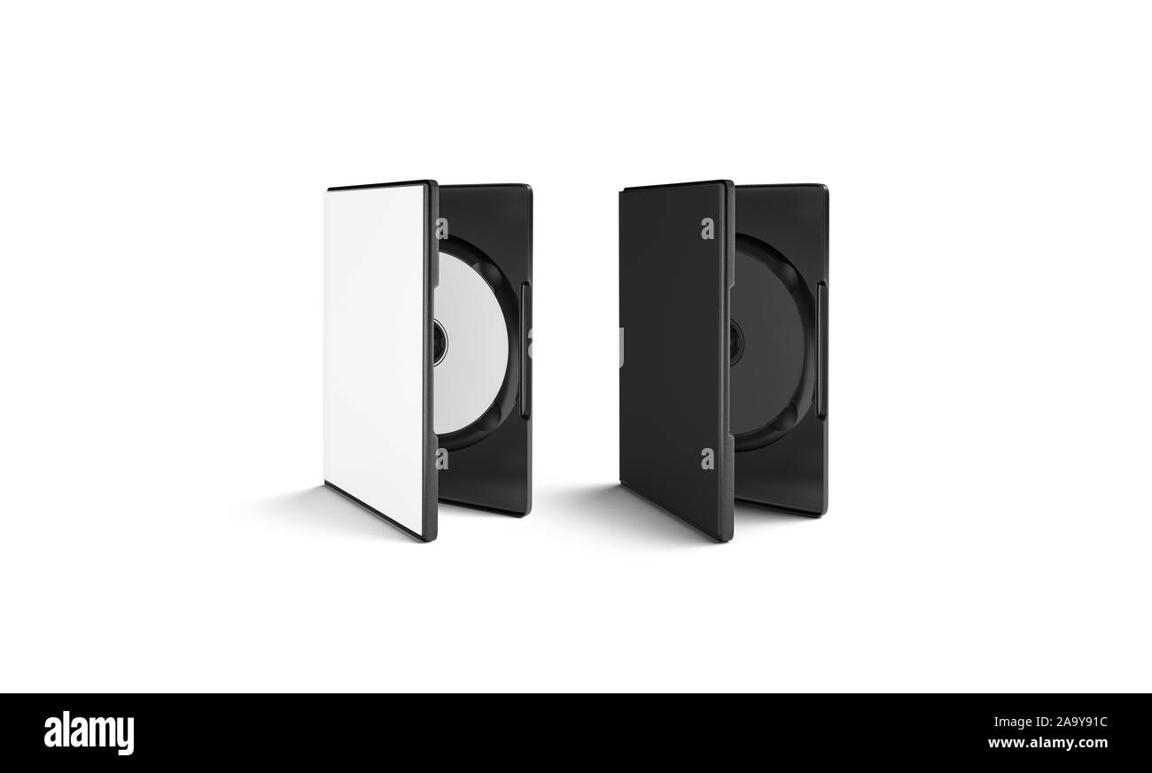 Blank black and white dvd disk in plastic case mockup Stock Photo - Alamy