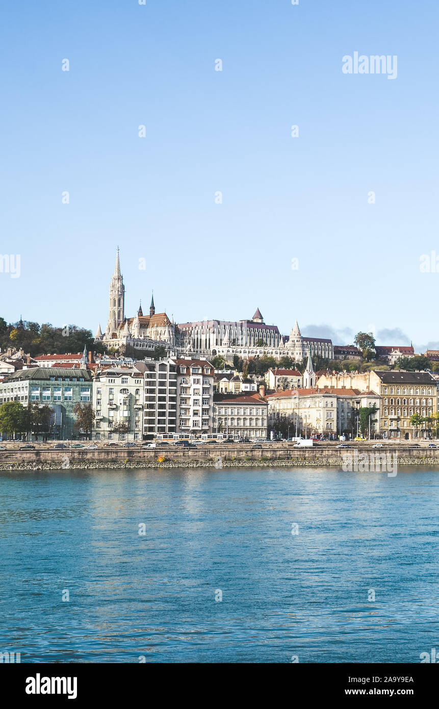 Danube river in Budapest, Hungary. Historical old town in the ...