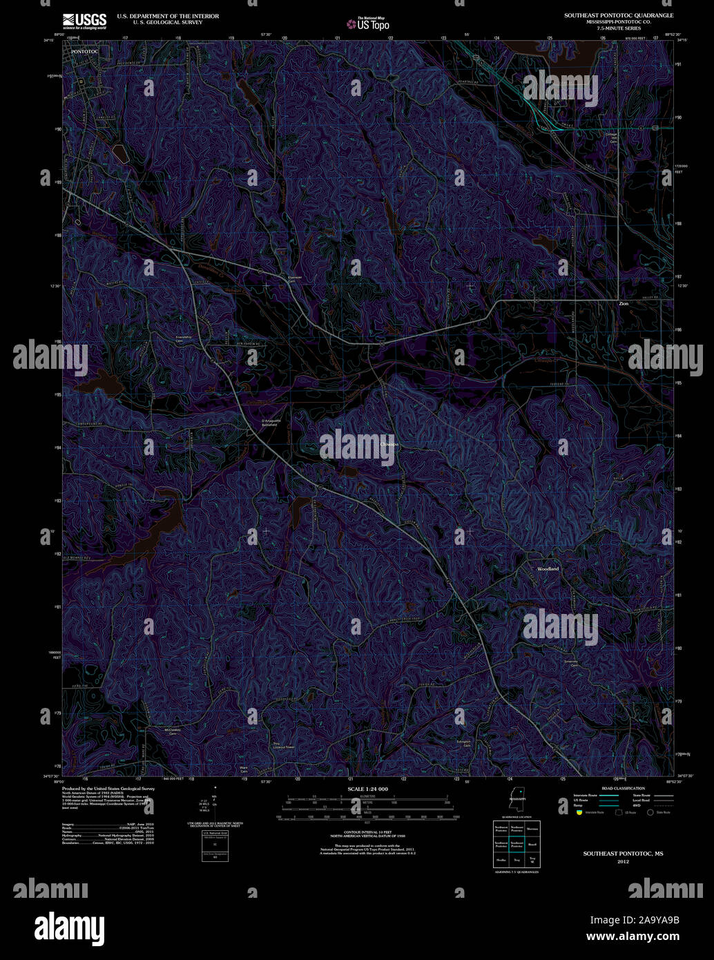 Map of pontotoc mississippi hi-res stock photography and images - Alamy