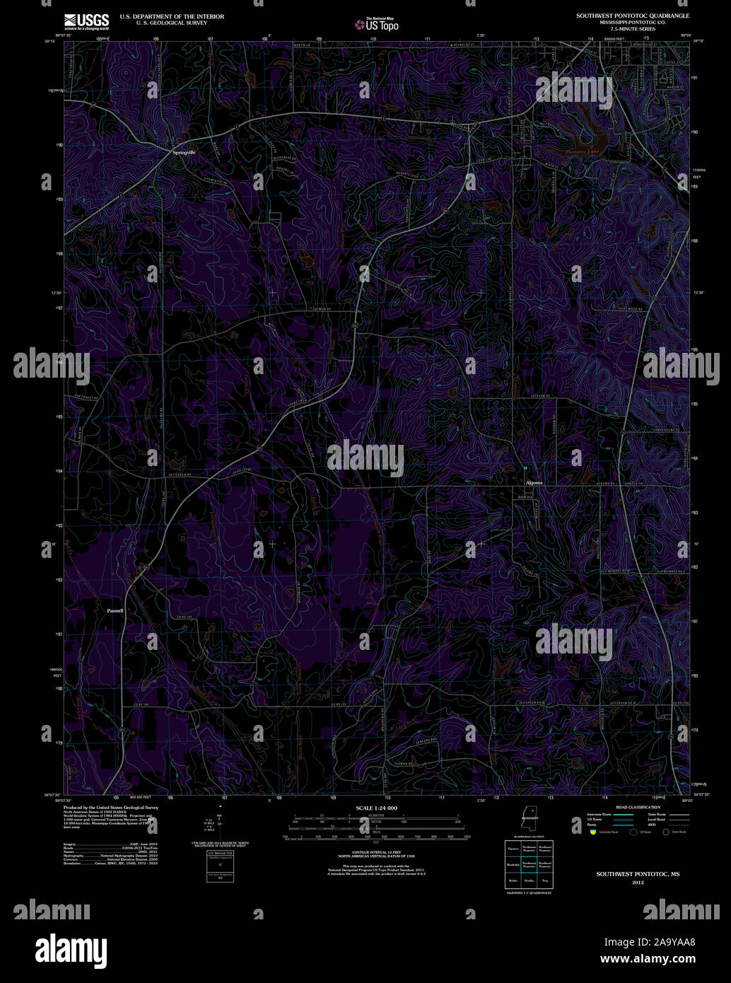 Map of pontotoc mississippi hi-res stock photography and images - Alamy