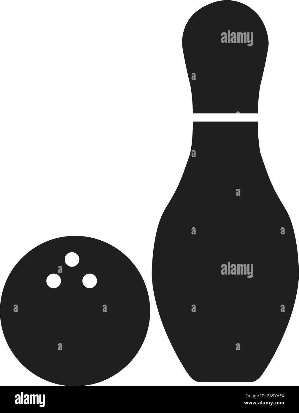 bowling icon on white background. flat style. Bowling pins with ball ...