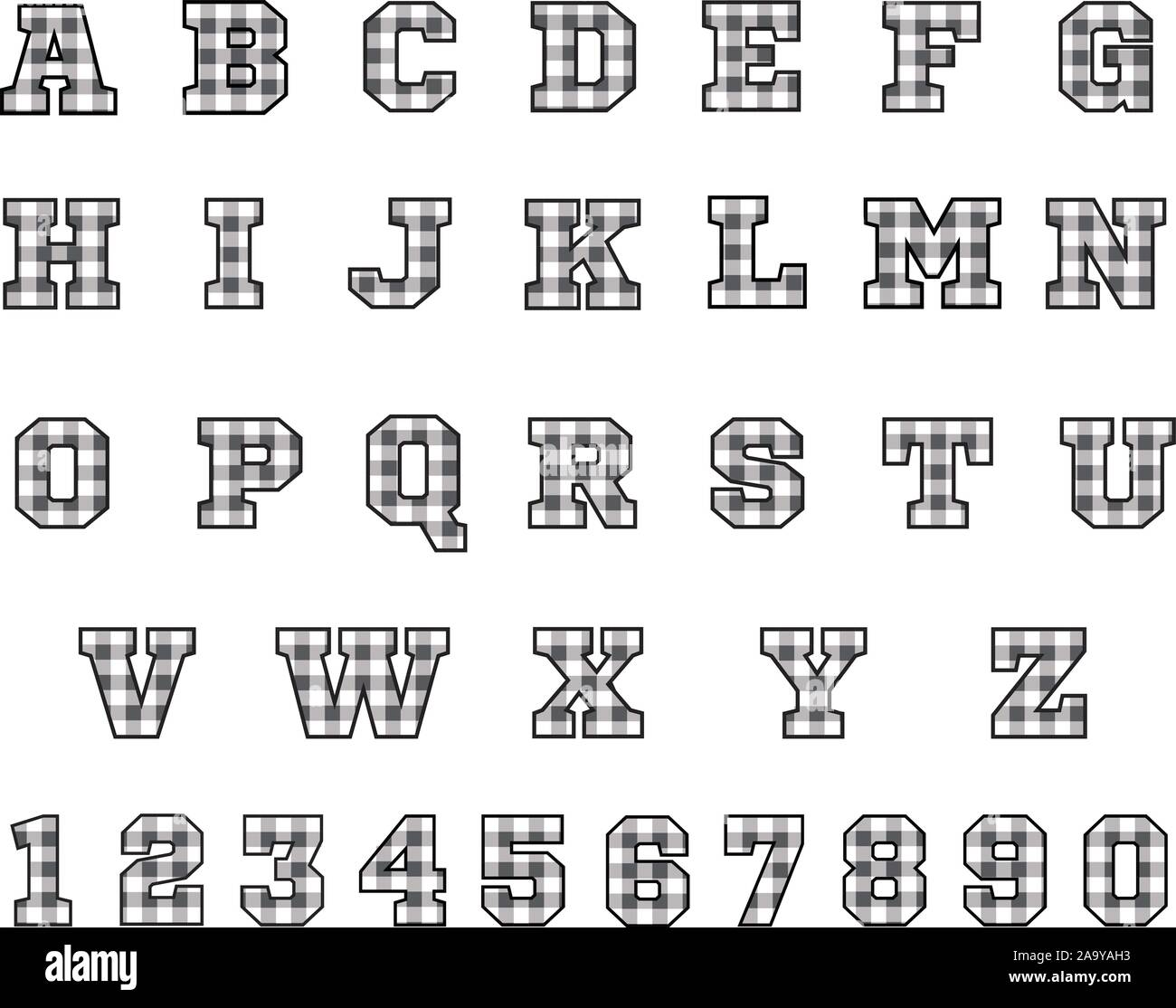 letter and numbers checkered napkin background. buffalo plaid alphabet ...