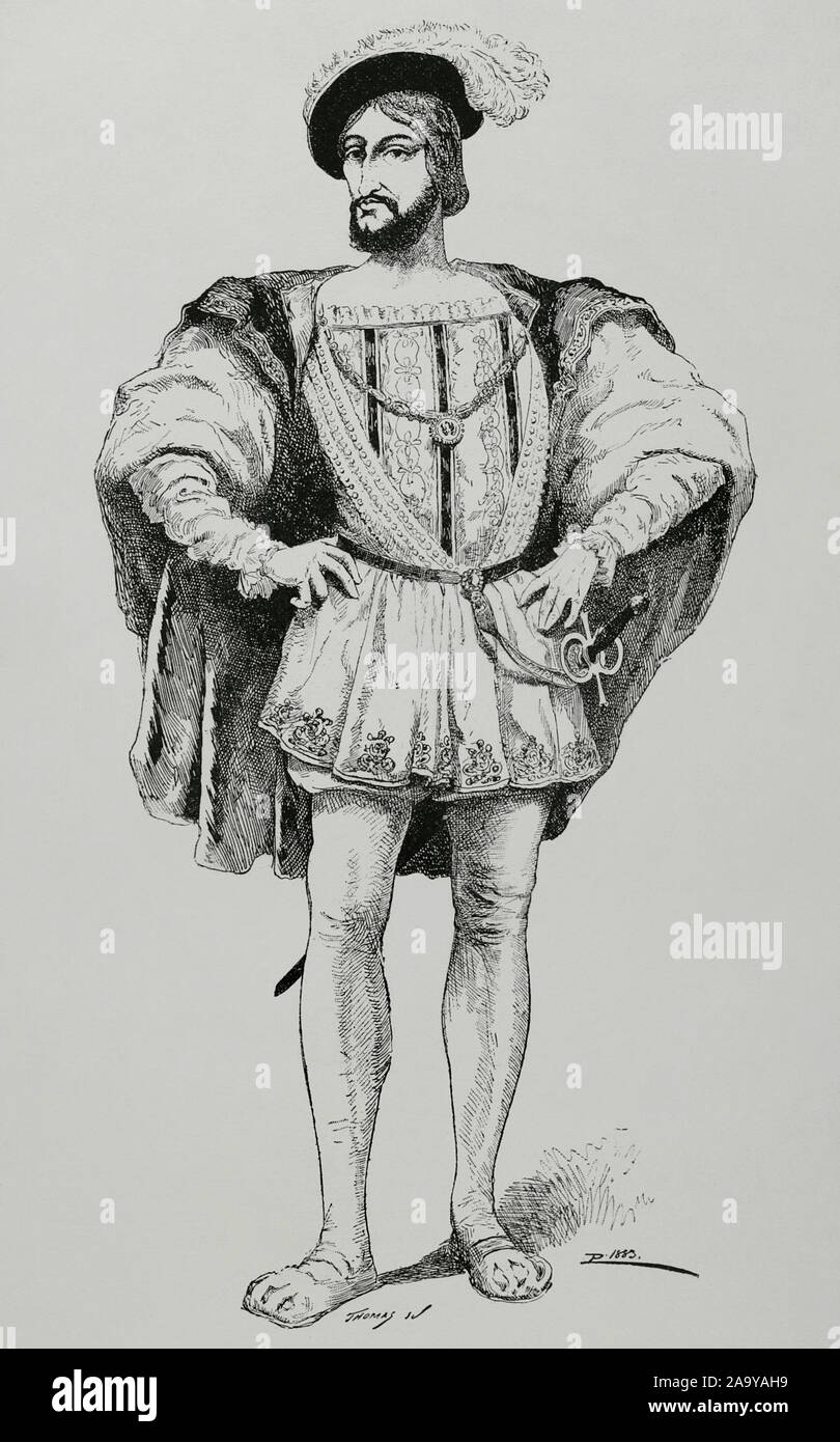 Francis I (1494-1547). King of France (1515-1547). Engraving. Museo ...
