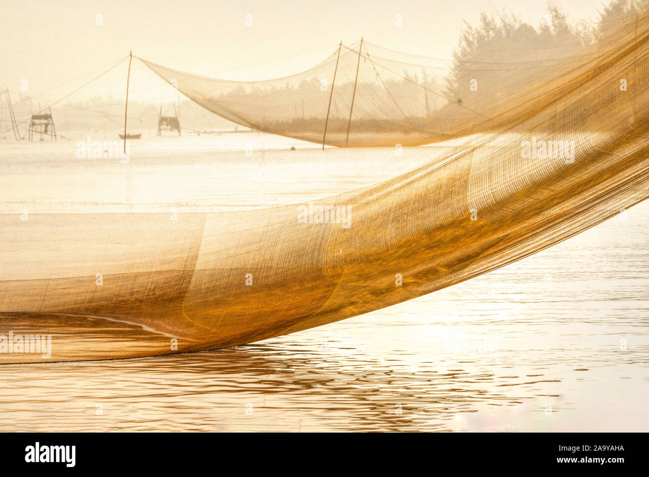 Stationary Lift Net Fishing Trap at Cua Dai Beach, Hoi An, Vietnam ...