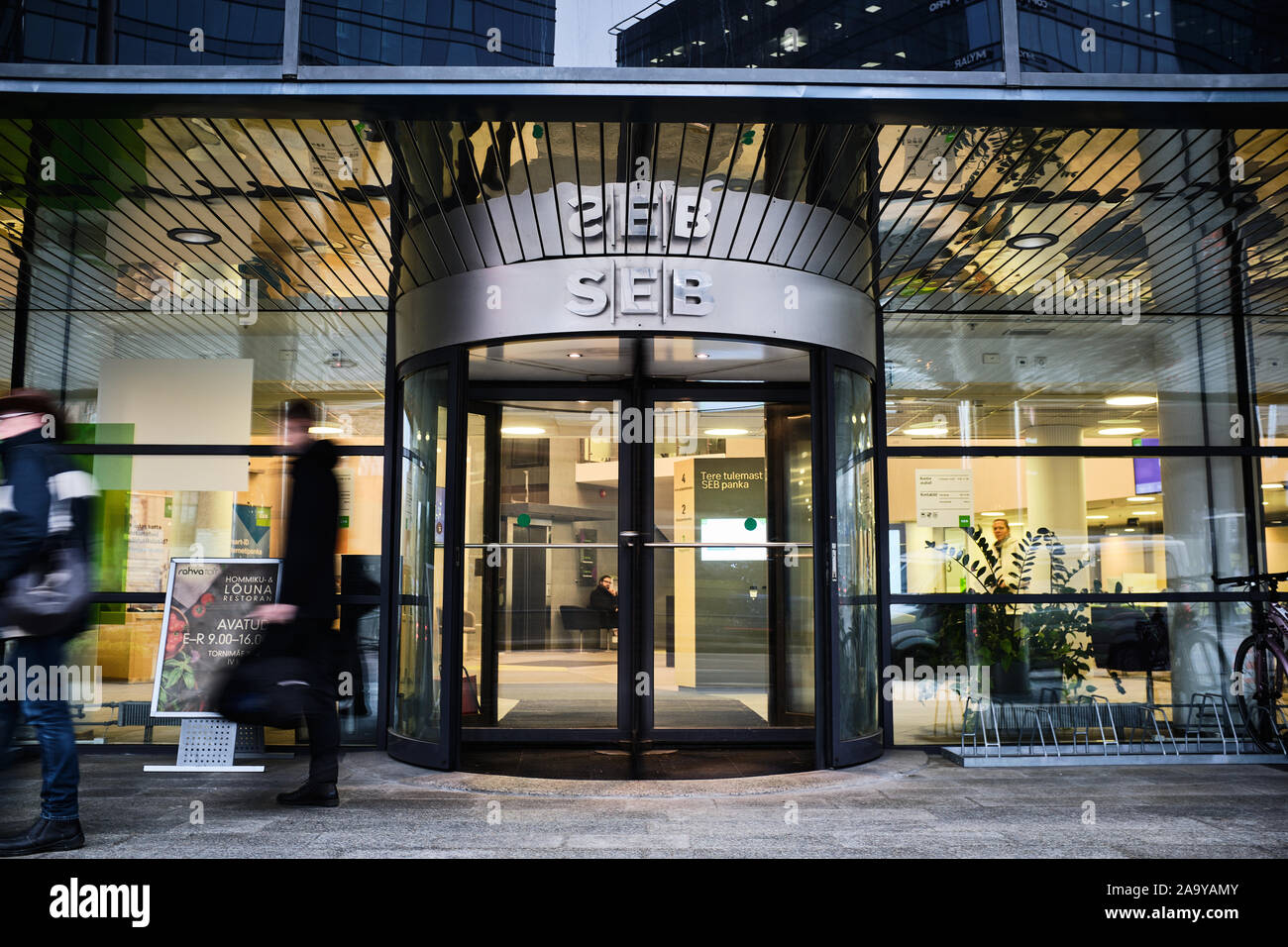 Tallinn, Estonia. 18th Nov, 2019. Swedish bank SEB logo seen on SEB ...