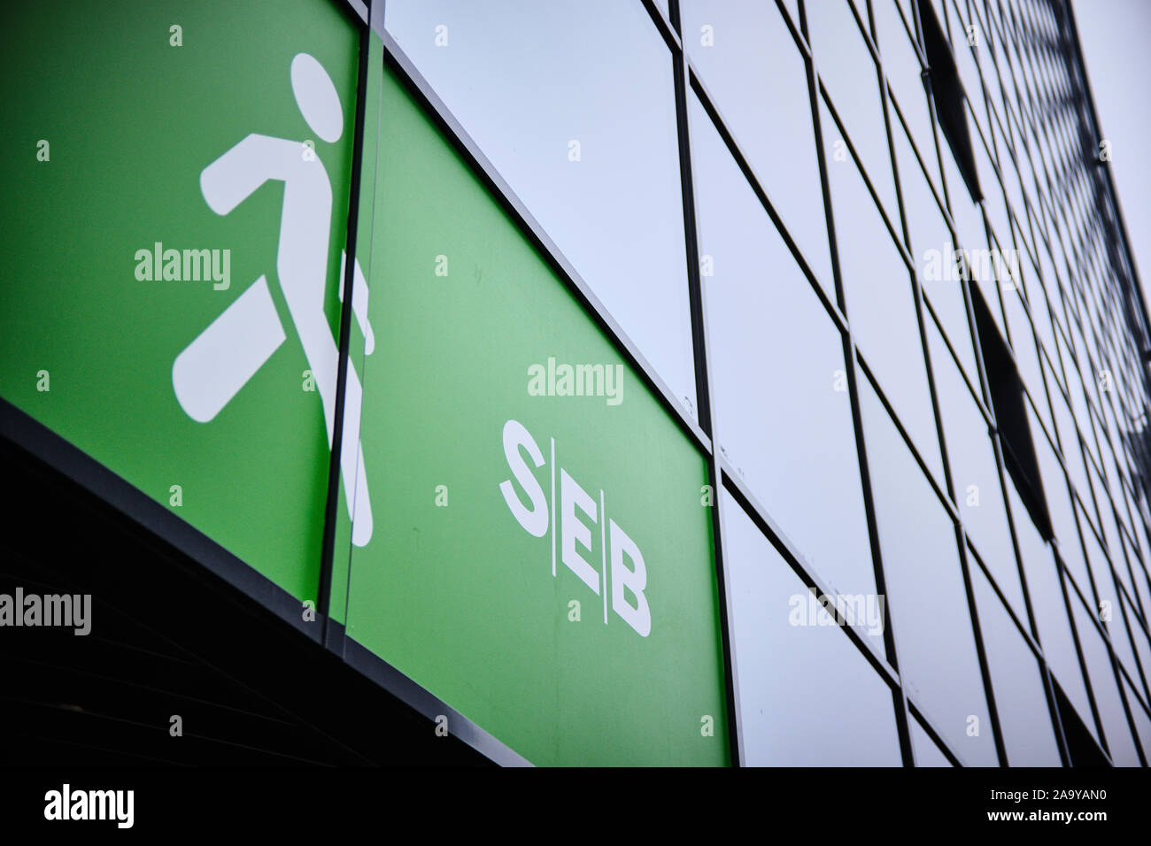 Tallinn, Estonia. 18th Nov, 2019. Swedish bank SEB logo seen on SEB ...