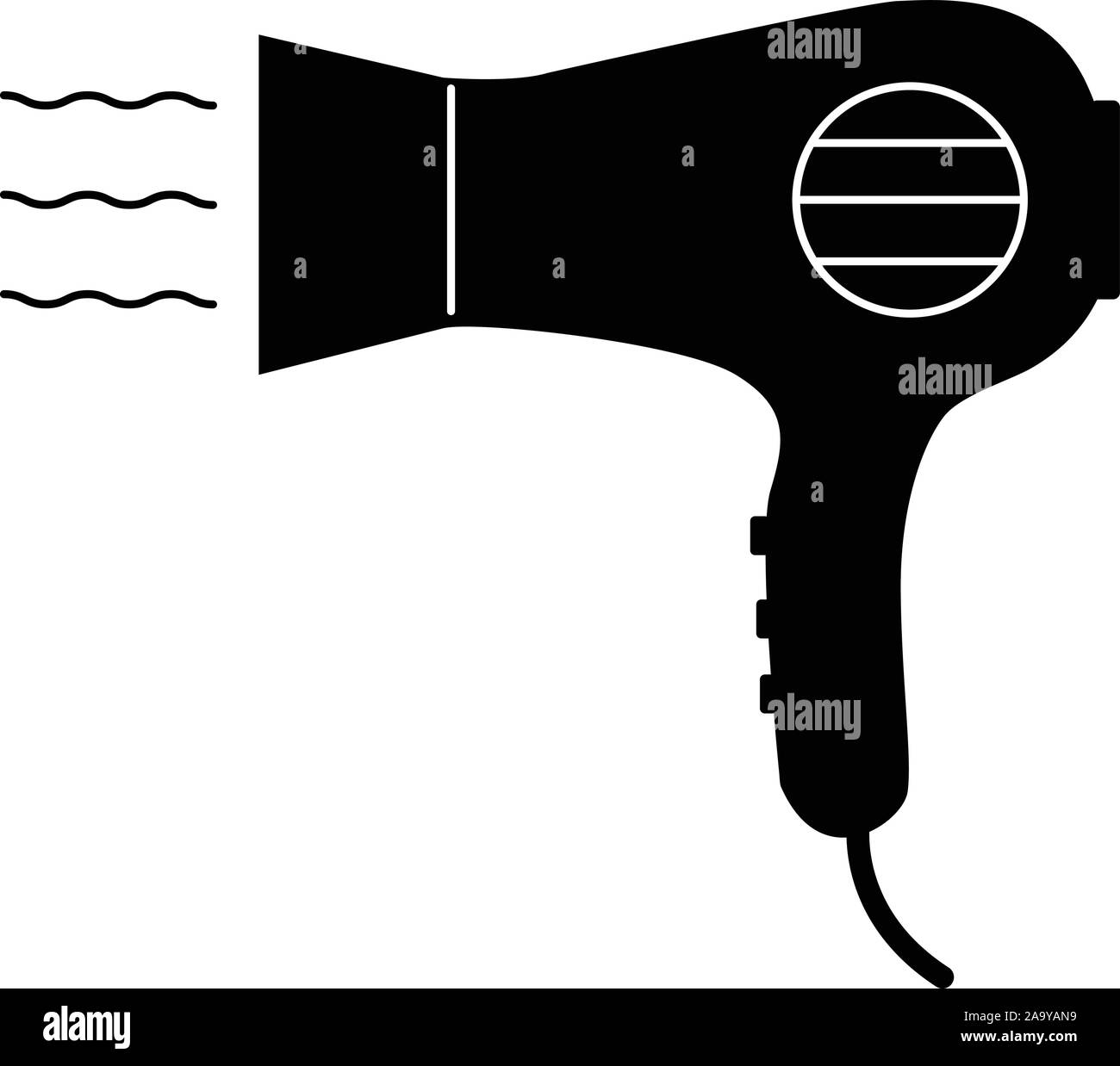 hair dryer icon on white background. flat style. blowing hot air for ...