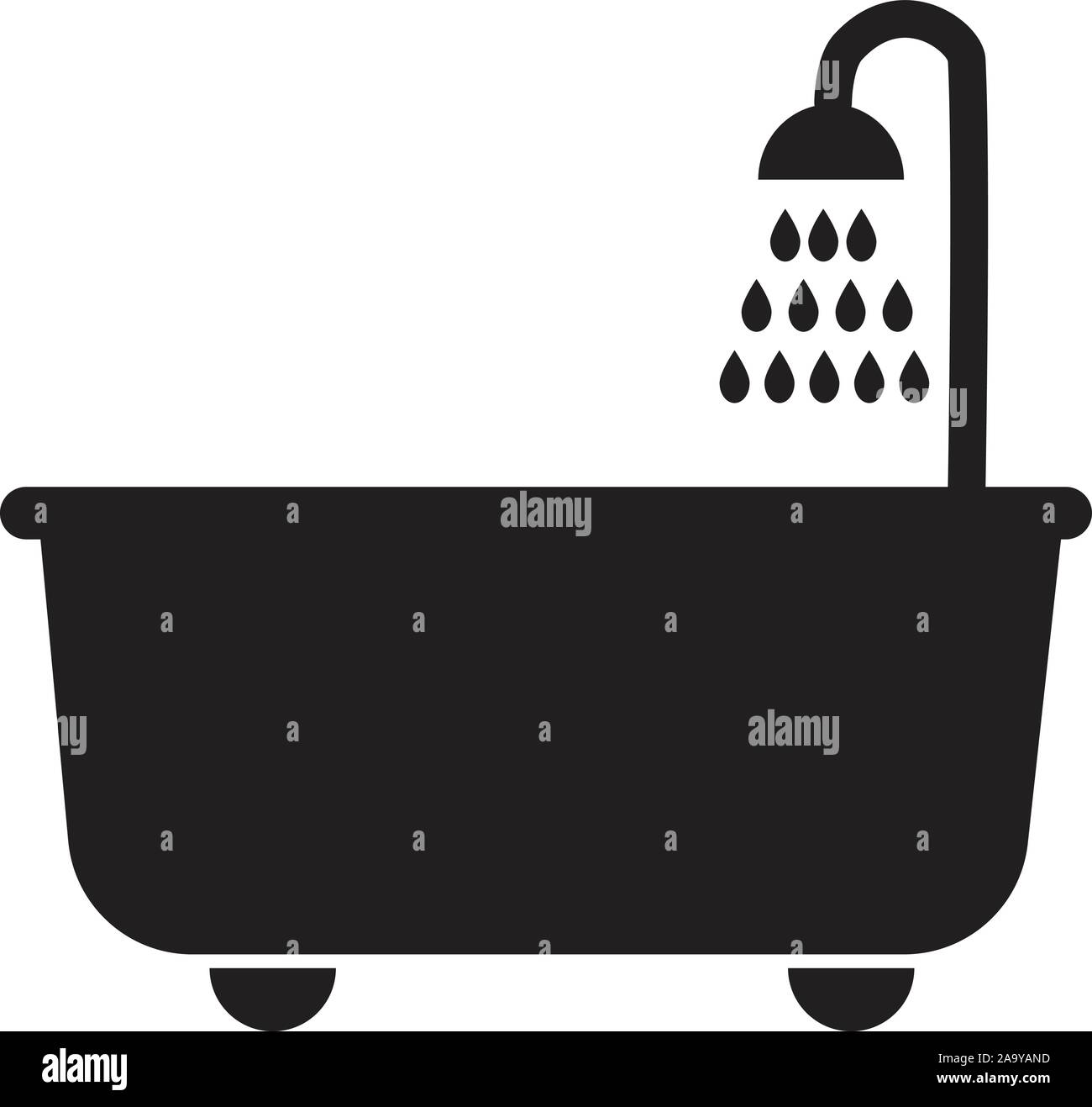 bathtub icon on white background. flat style. bathtub with shower icon ...