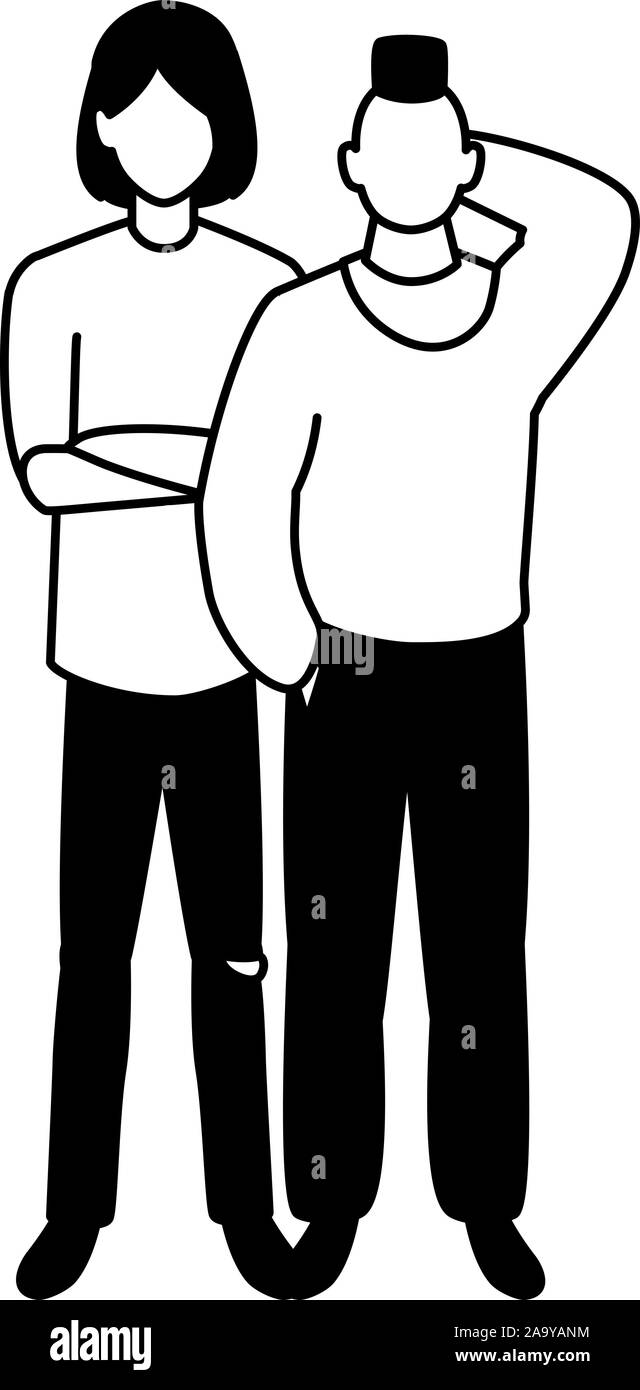 men standing faceless with different poses on white background vector ...