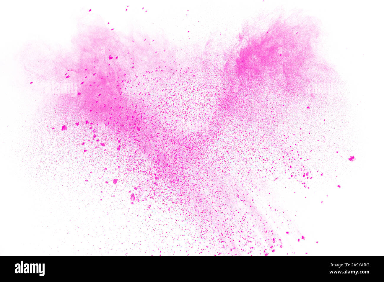 Pink Powder Explosion On White Background Pink Dust Splatter On
