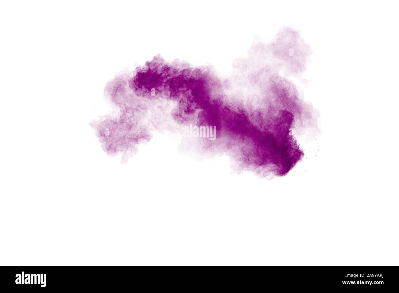 Purple color powder explosion cloud on white background.Closeup of ...