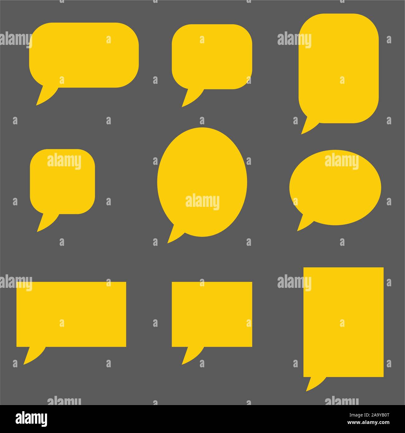 empty yellow speech bubbles on dark background. flat style. Speech ...