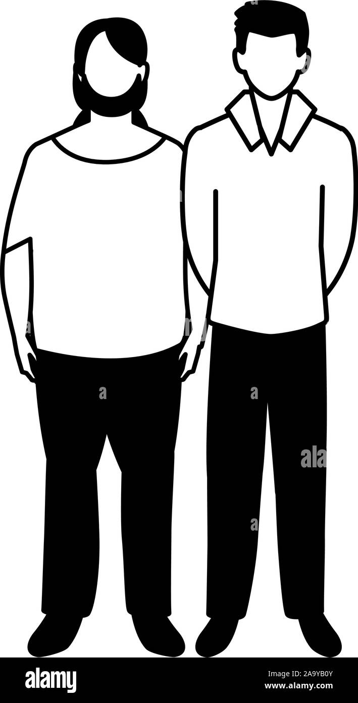 men standing faceless with different poses on white background vector ...