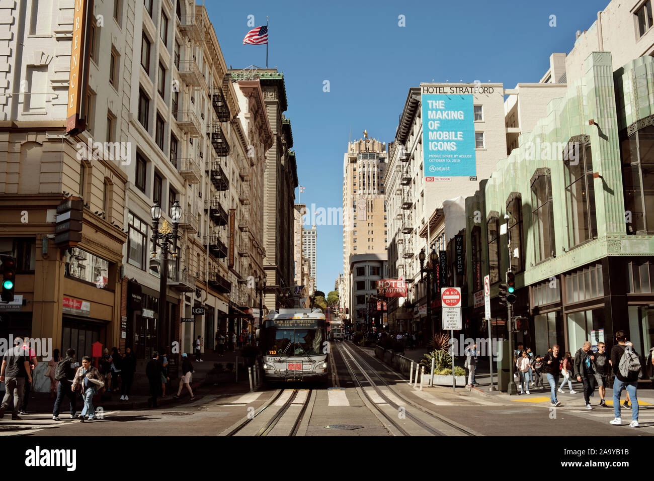 Powell Street, downtown San Francisco, California, USA. Sep 2019 Stock ...