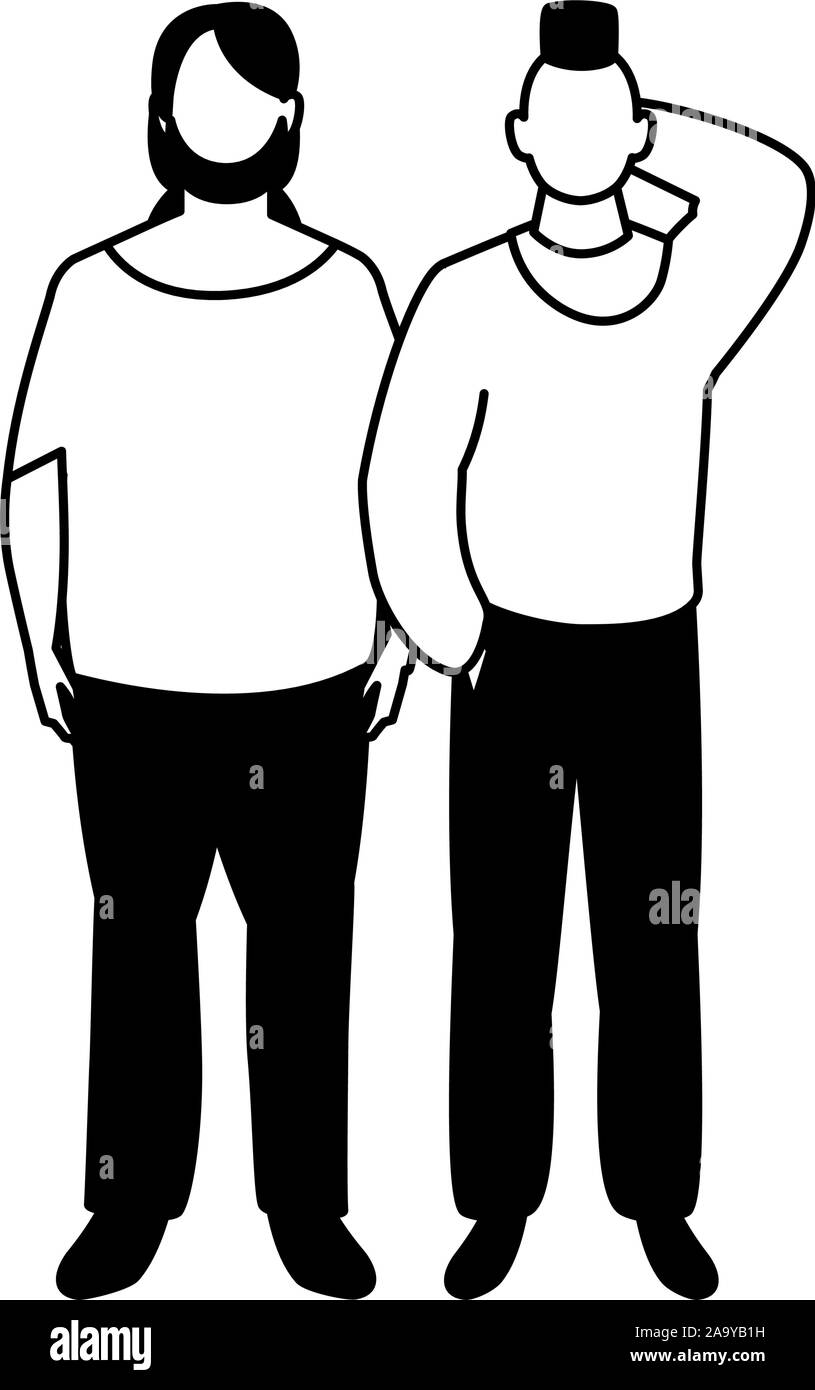 men standing faceless with different poses on white background vector ...