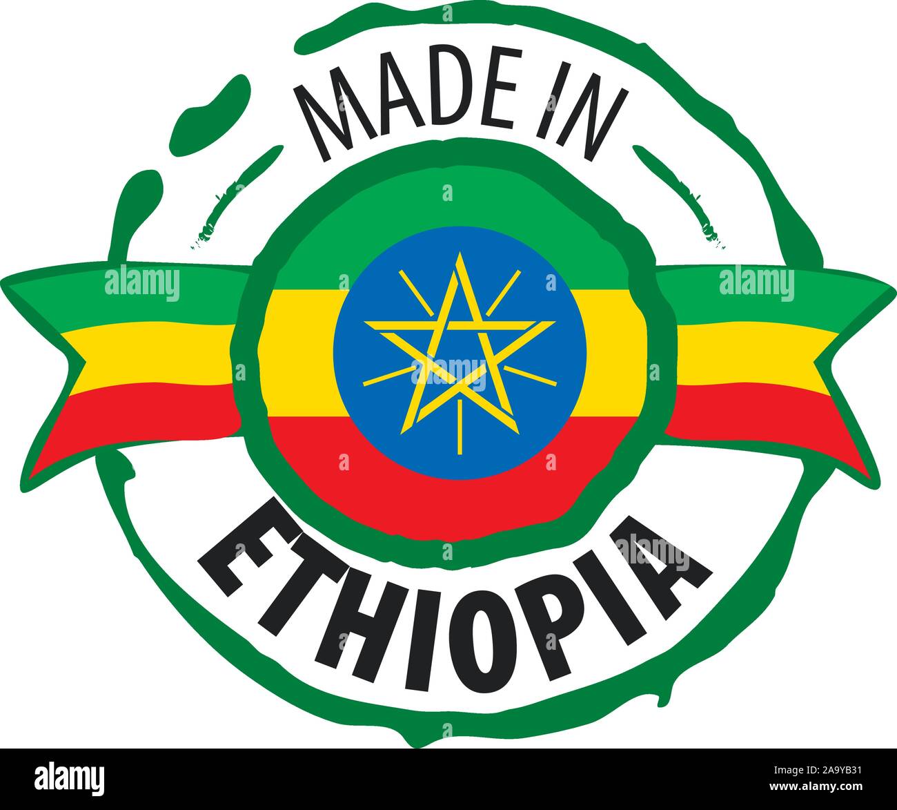 Ethiopia flag, vector illustration on a white background Stock Vector ...