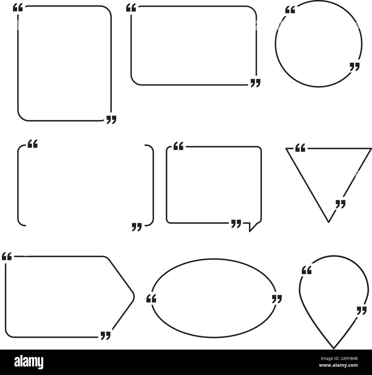 set of black and white quote boxes. quote bubbles template. flat style ...