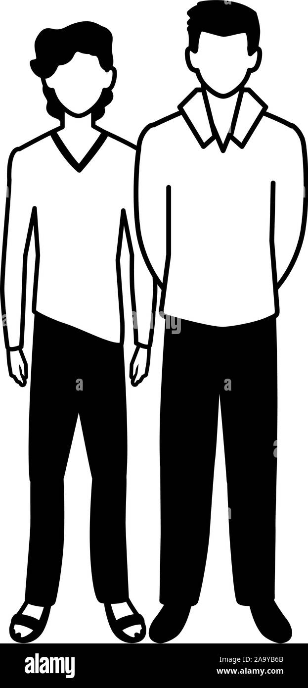 men standing faceless with different poses on white background vector ...
