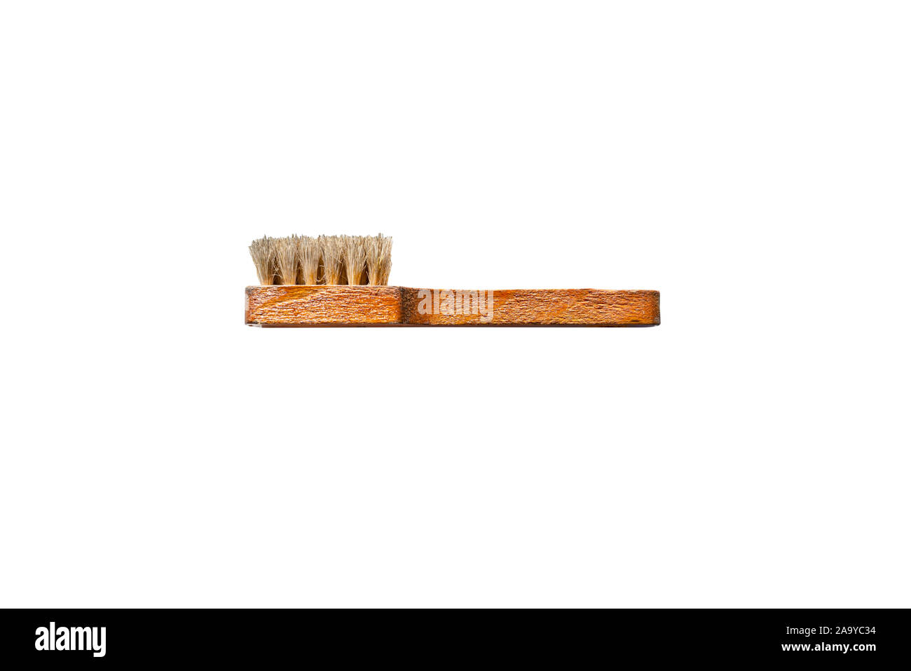 Soft bristles brush with a wooden handle, isolated on a white ...