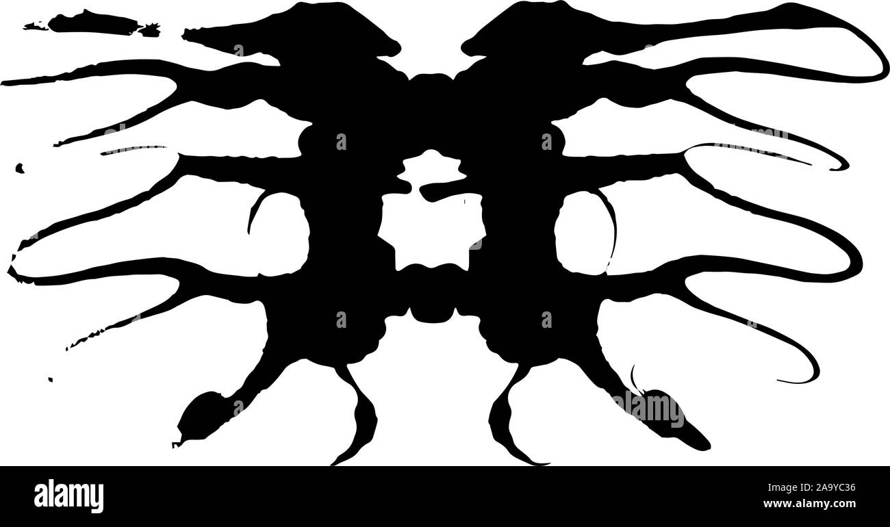 Rorschach inkblot test illustration, random symmetrical ink abstract ...