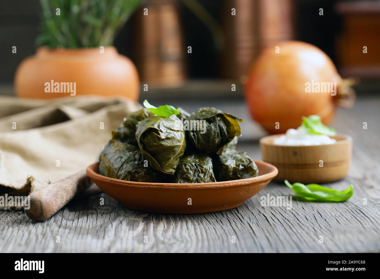 traditional georgian dolma food in grape leaves Stock Photo - Alamy