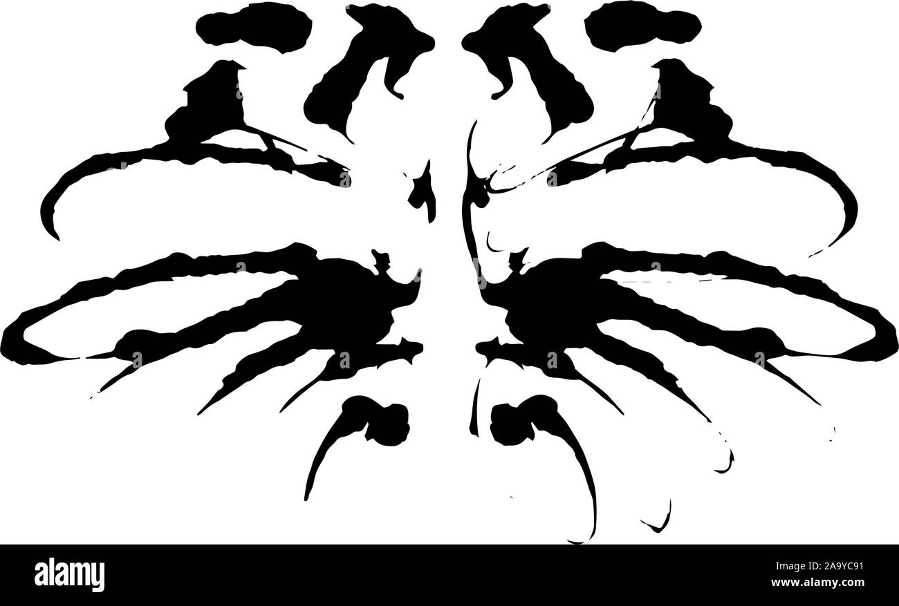 Rorschach inkblot test illustration, random symmetrical ink abstract ...