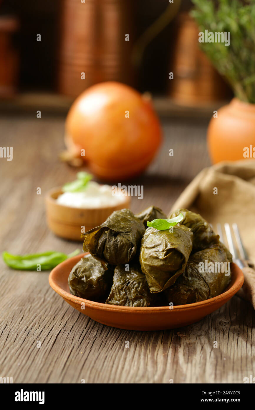 traditional georgian dolma food in grape leaves Stock Photo - Alamy