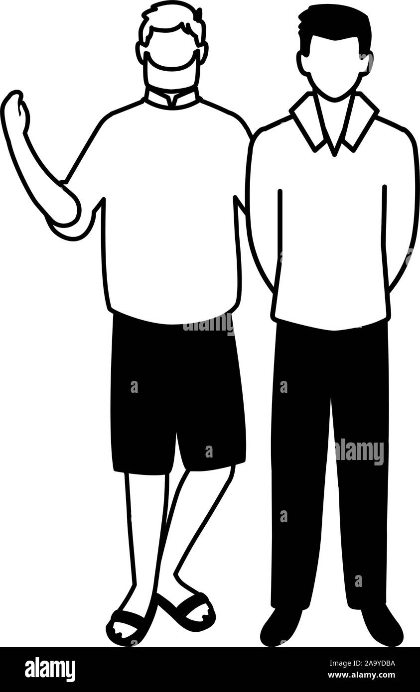 men standing faceless with different poses on white background vector ...