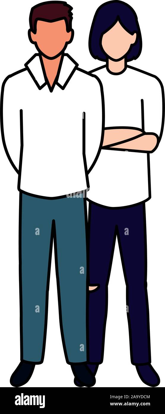 men standing faceless with different poses on white background vector ...