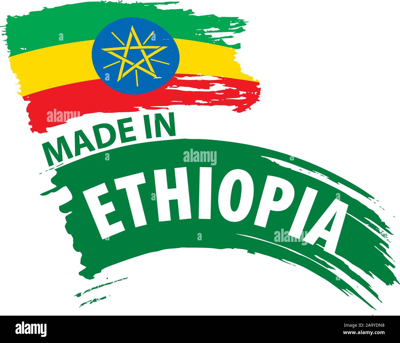 Ethiopia flag, vector illustration on a white background Stock Vector ...