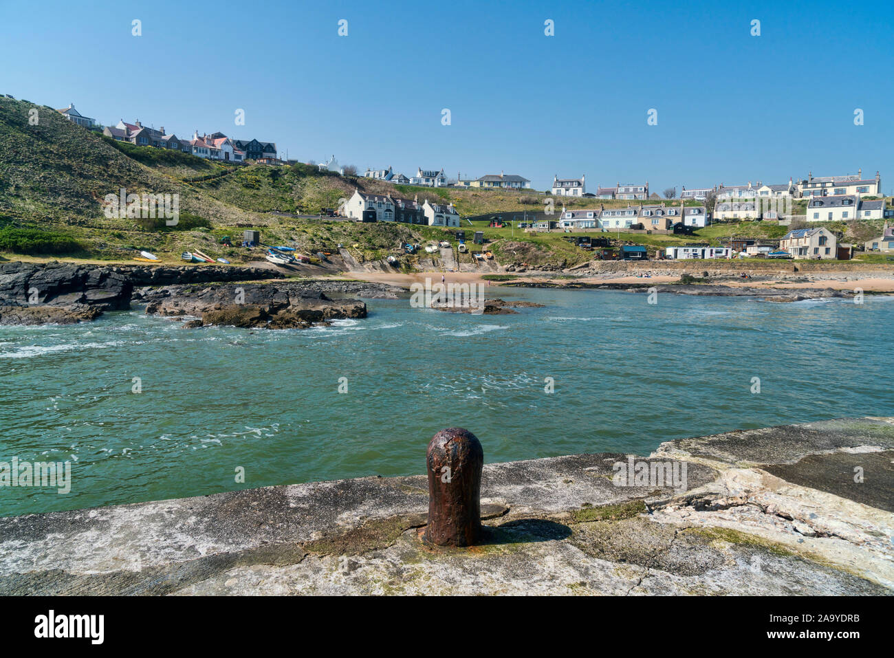 Collieston coastal village, harbour and beach, Aberdeenshire, Highland ...