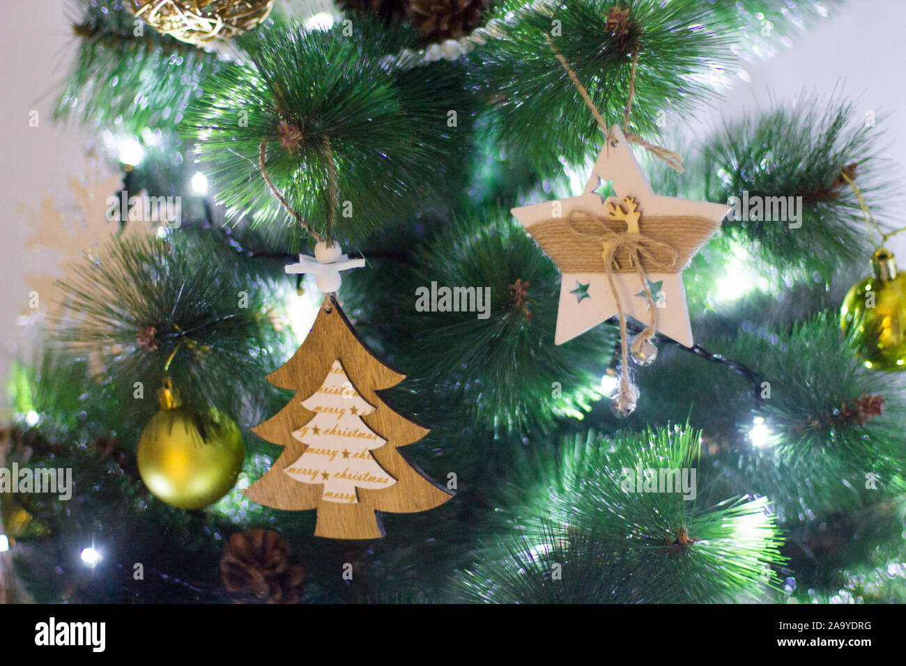 Card golden christmas trees hi-res stock photography and images - Alamy