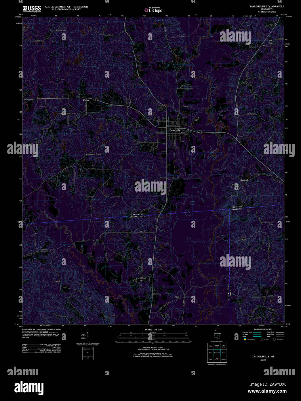 Taylorsville mississippi map hi-res stock photography and images - Alamy