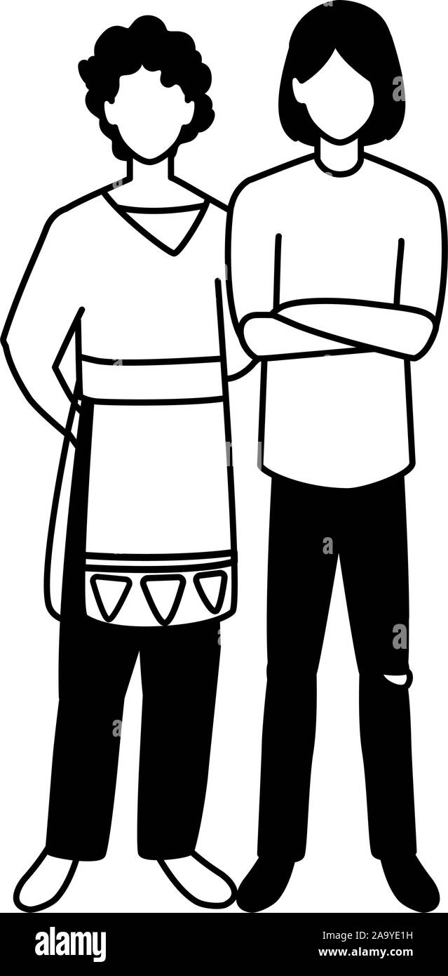 men standing faceless with different poses on white background vector ...