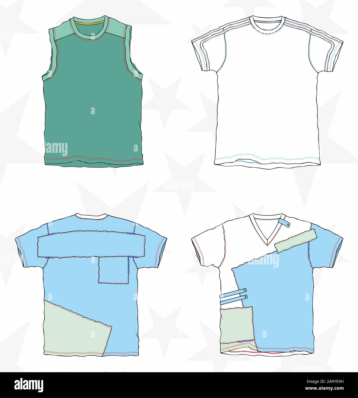 T-shirt mockup. Clothing, textile template set. - Vector Stock Vector ...