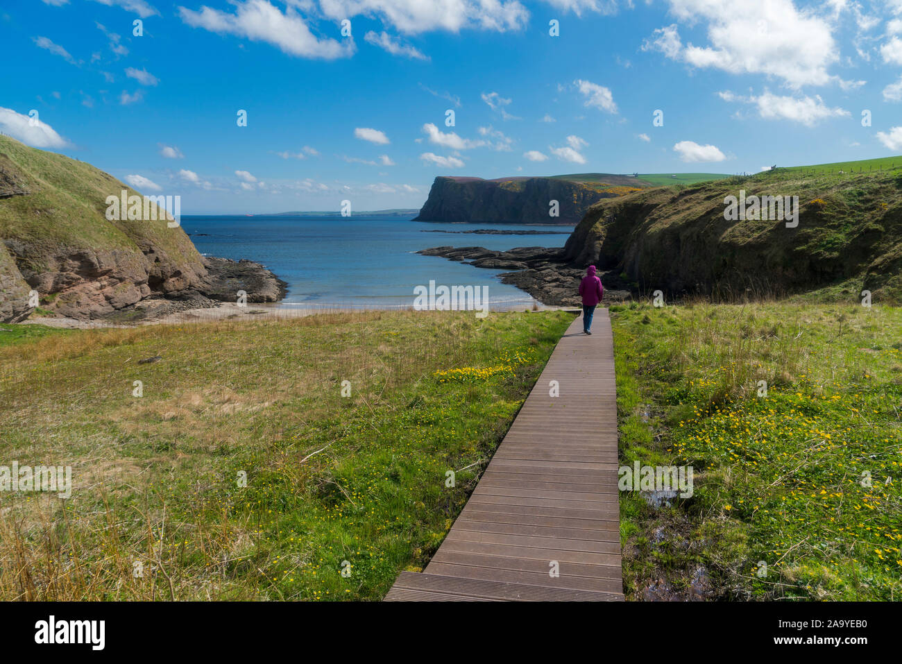 Secluded Cullykhan Beach, sea cliffs, near Pennan, looking to Moray ...