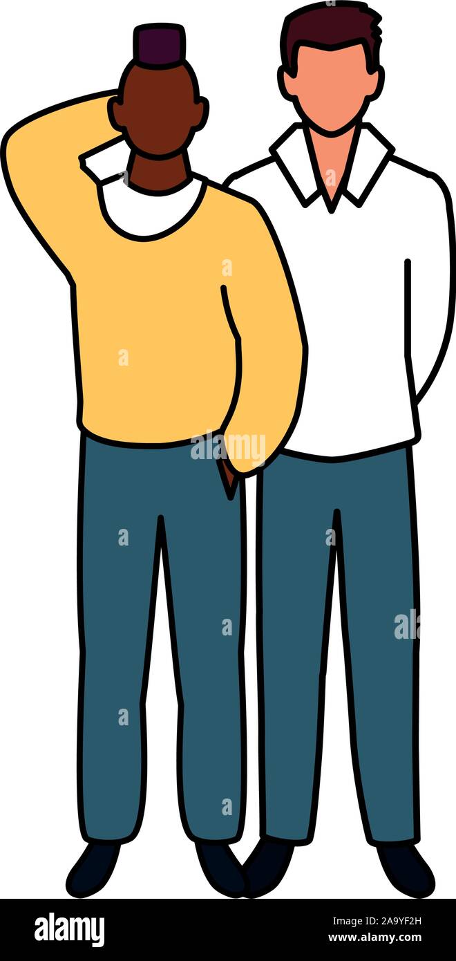 men standing faceless with different poses on white background vector ...