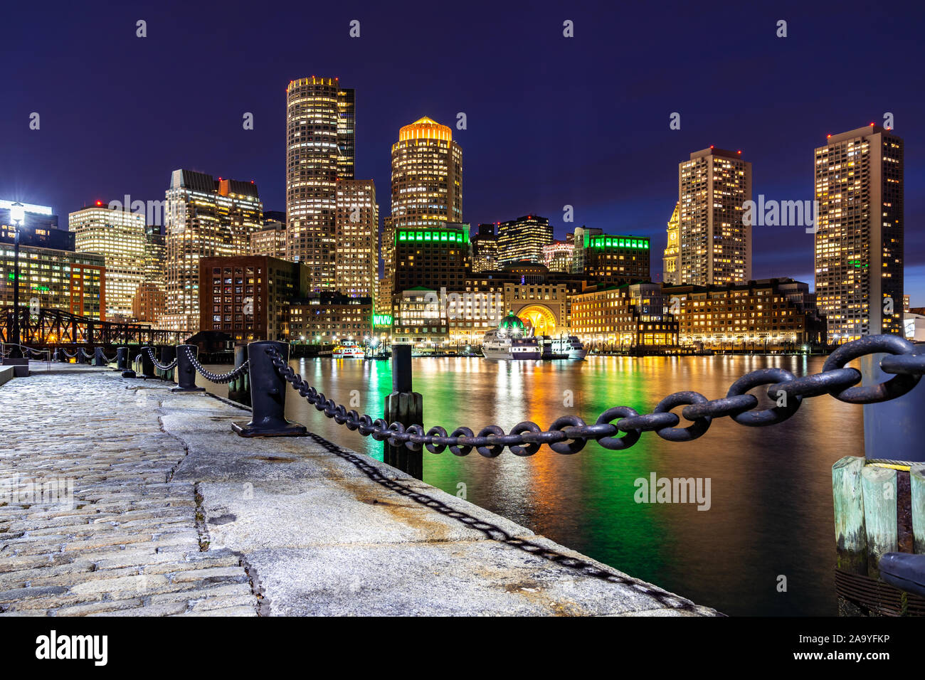 Boston Downtown skylines building cityscape sunset at Boston city, MA ...