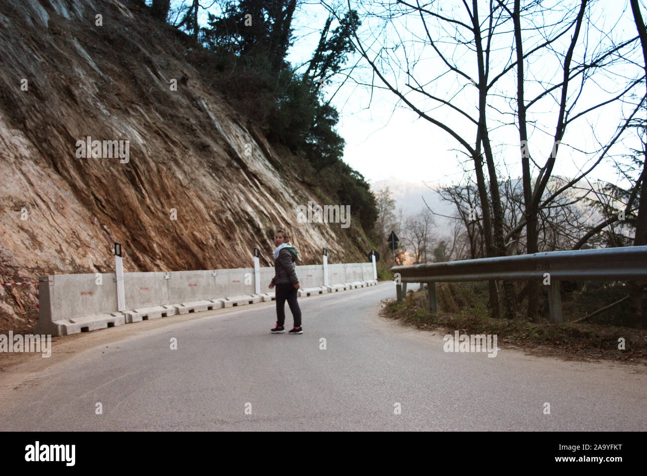 girl strolled amused on a country road Stock Photo - Alamy