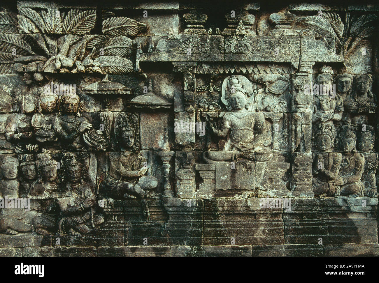 Indonesia. Java. Borobudur. Close up of stone frieze Stock Photo - Alamy