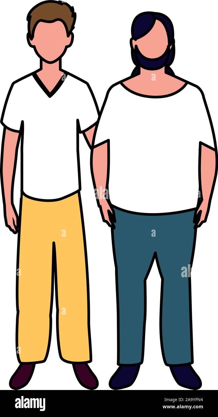 men standing faceless with different poses on white background vector ...