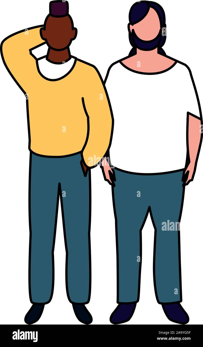 men standing faceless with different poses on white background vector ...