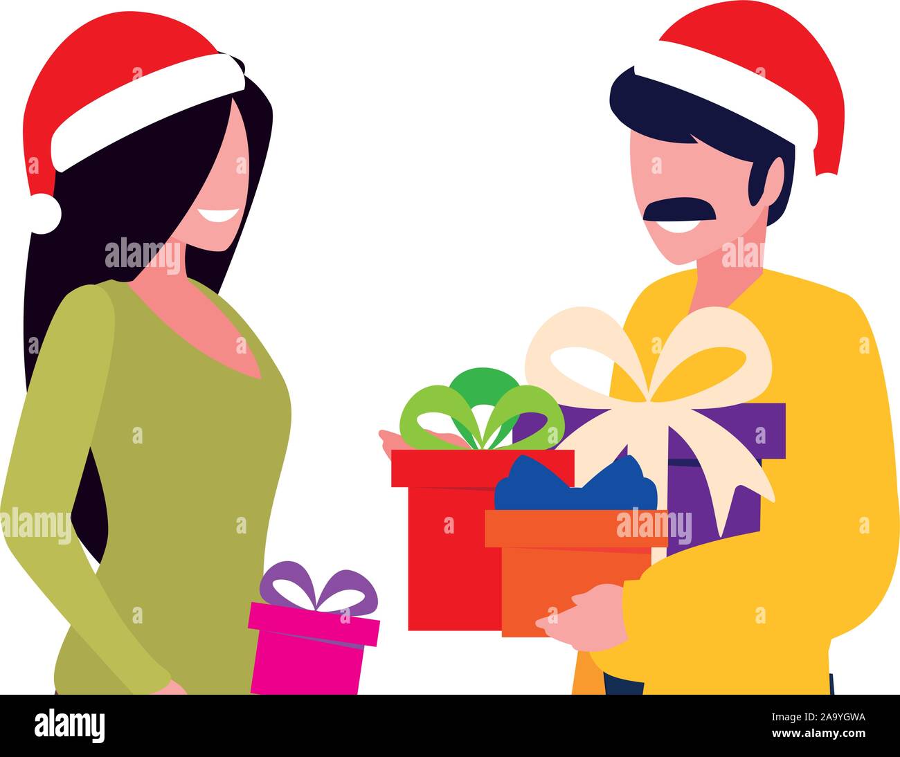 couples with gift boxes on white background vector illustration design ...