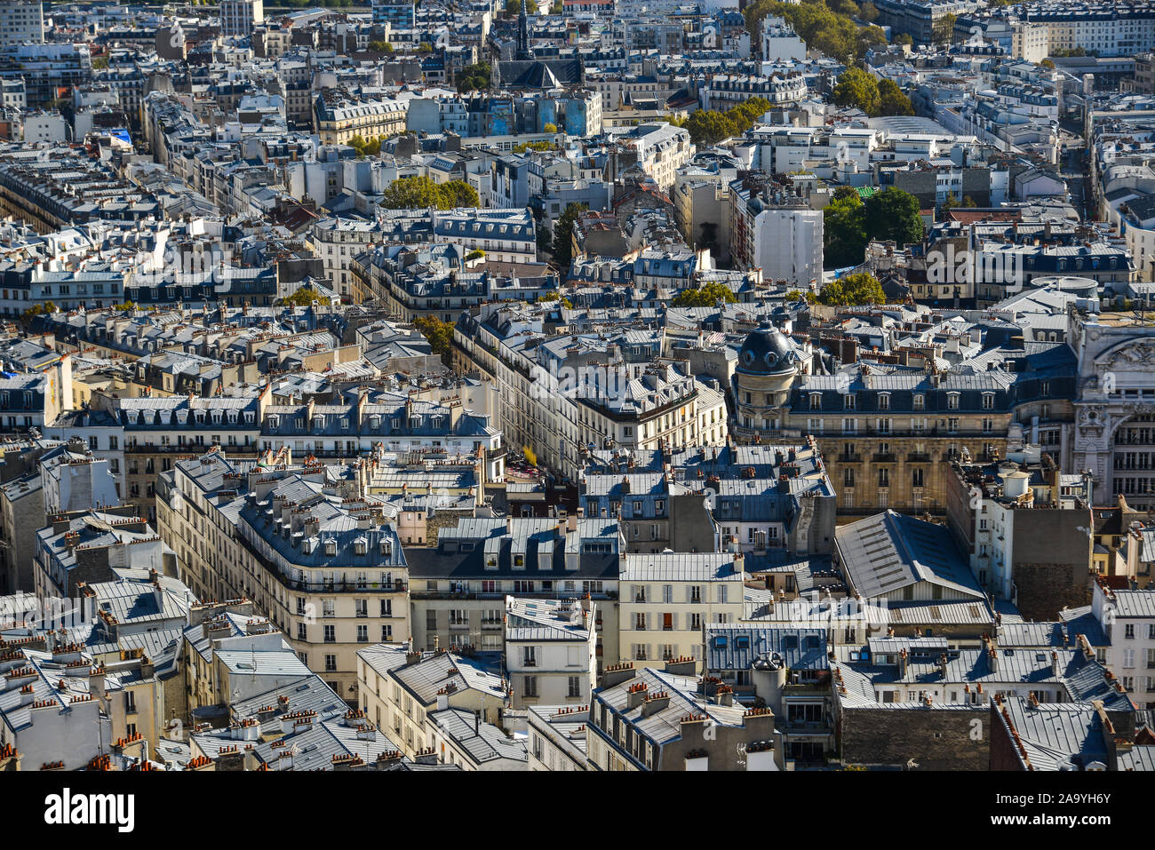 Paris, France - October 2, 2018. Aerial view of Paris with its typical ...