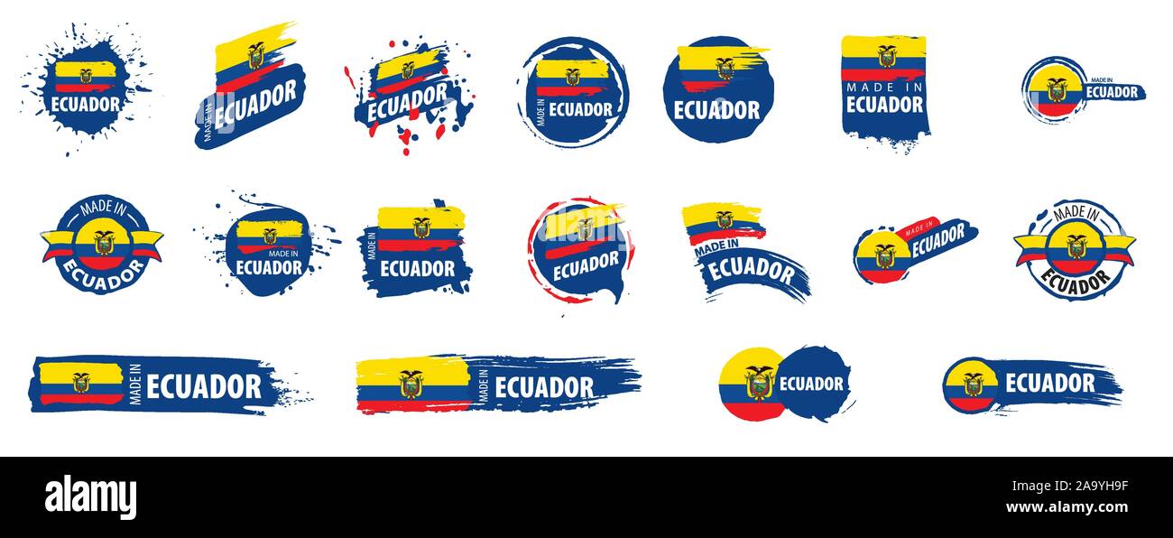 Vector set of flags of Ecuador on a white background Stock Vector Image ...