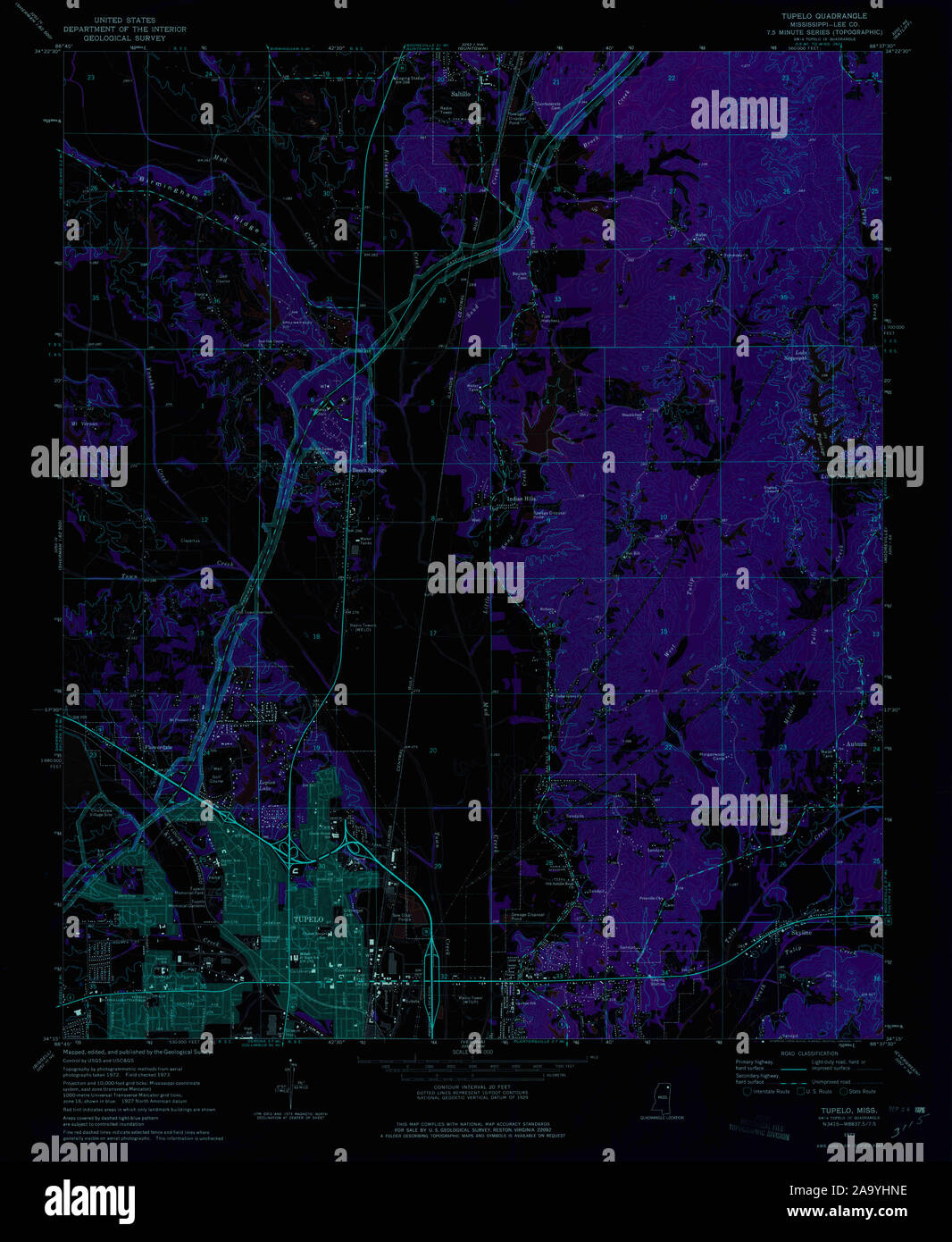 Map of tupelo mississippi hi-res stock photography and images - Alamy