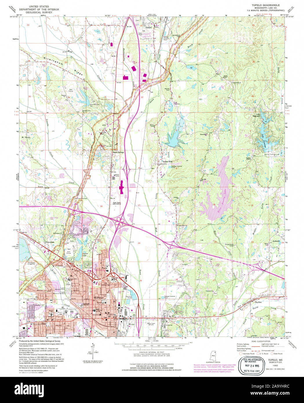 Map of tupelo hi-res stock photography and images - Alamy