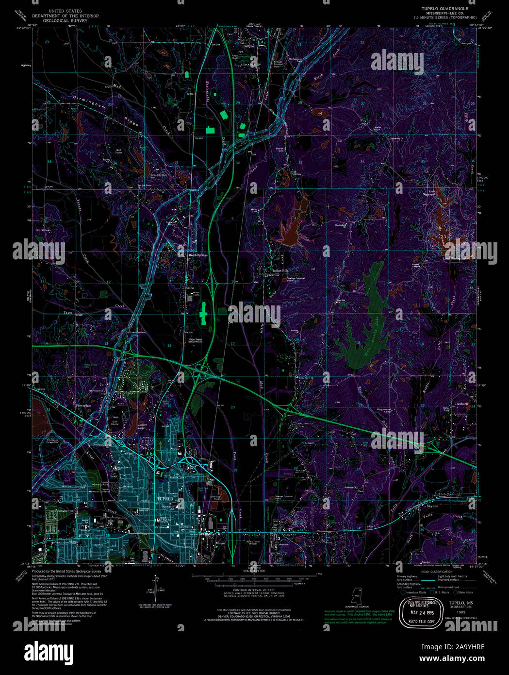 Map of tupelo hi-res stock photography and images - Alamy