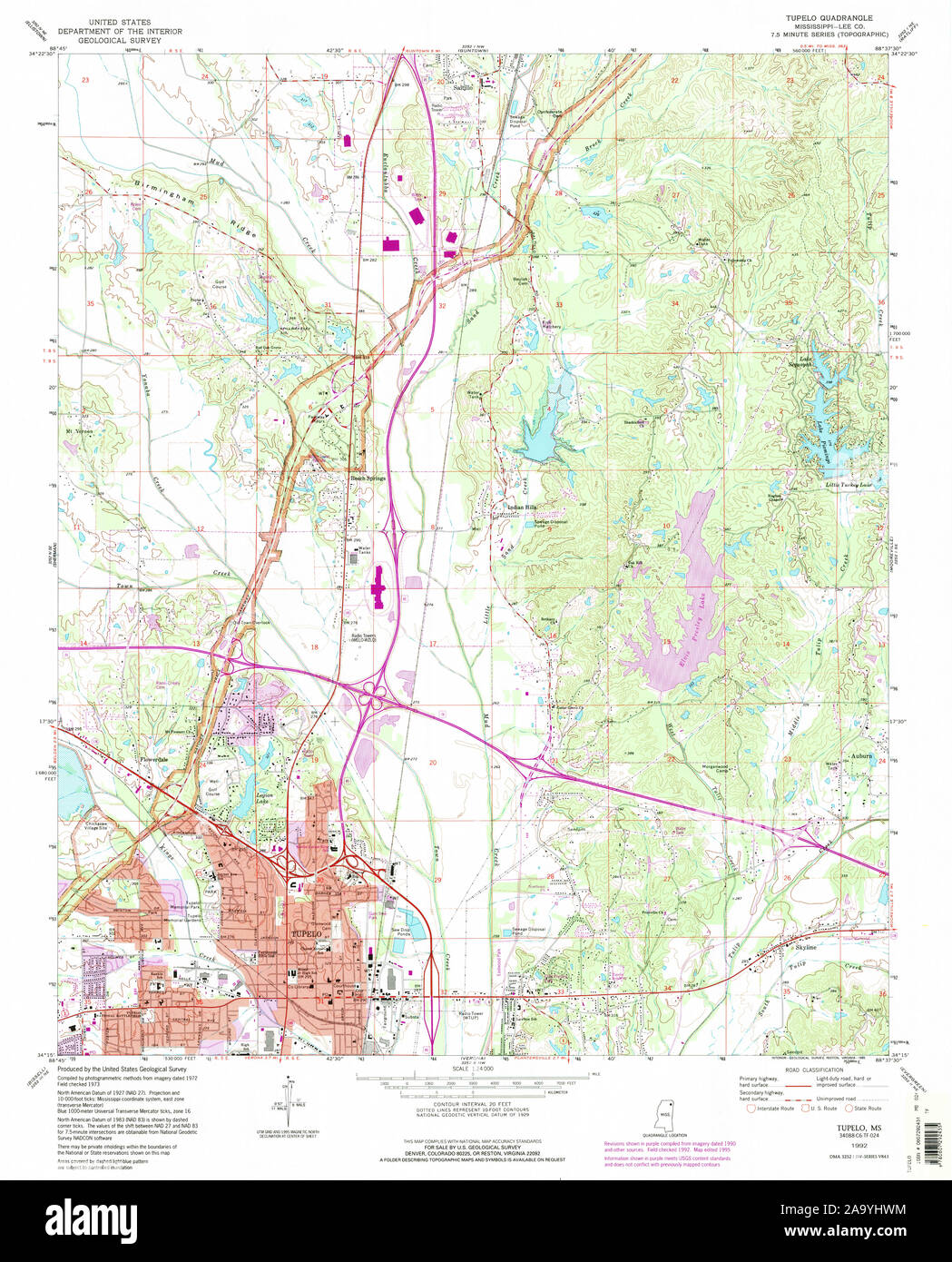 Map of tupelo hi-res stock photography and images - Alamy