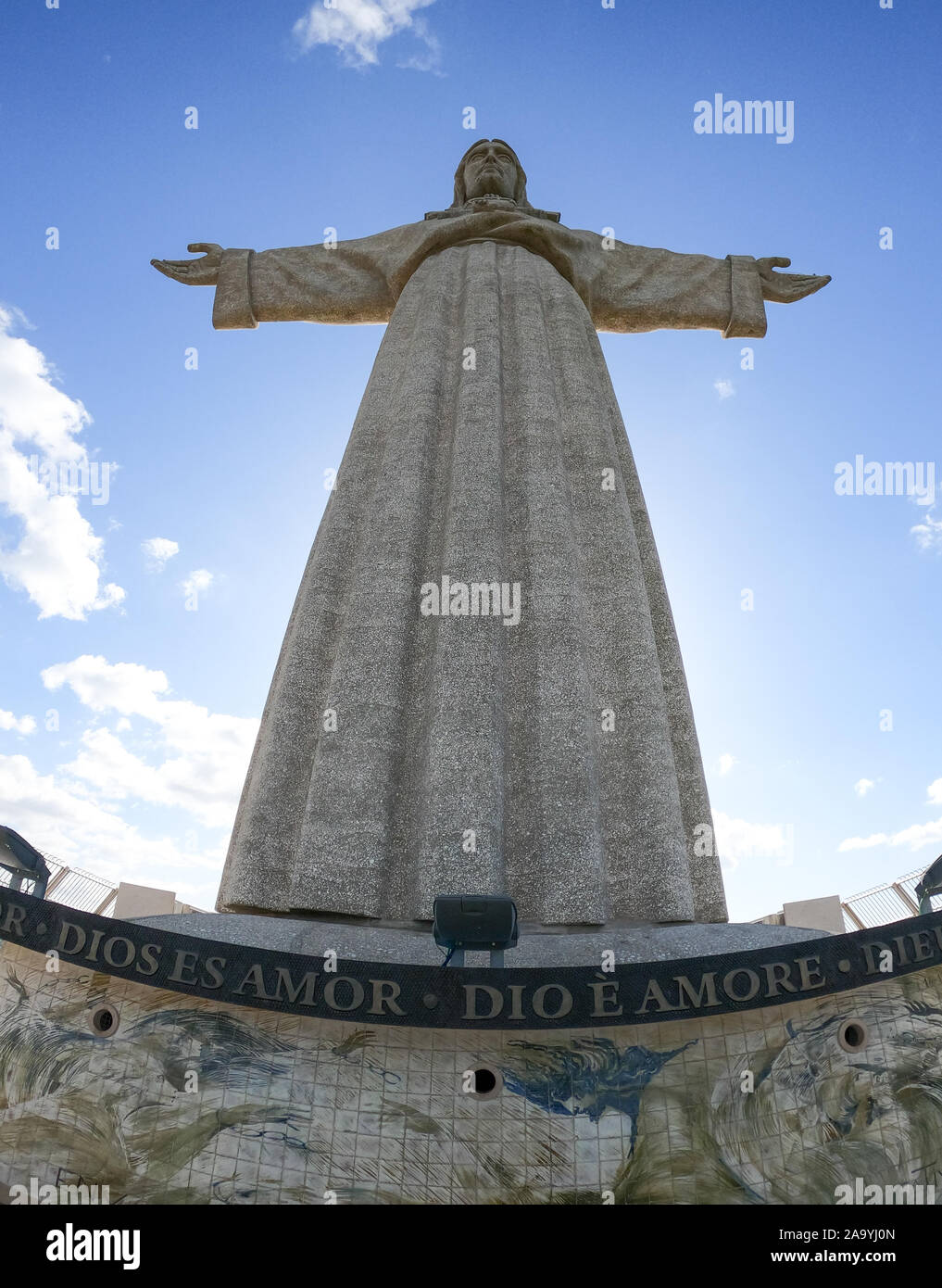 Christ statue on the hill of Lisbon Almada called Cristo Rei Stock ...